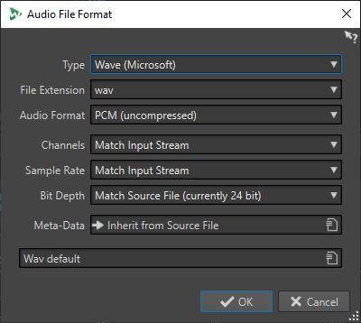 Audio File Format Dialog