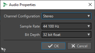Audio Properties Dialog