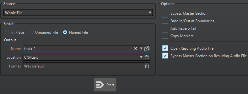 Render Tab for the Master Section