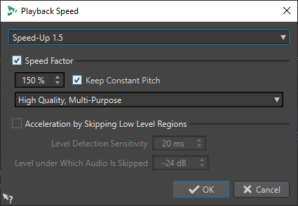 Playback Speed Dialog