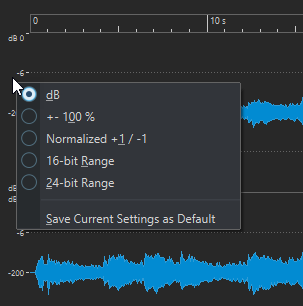 Level Ruler Menu (Audio Editor only)