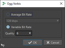「Ogg Vorbis」ダイアログ